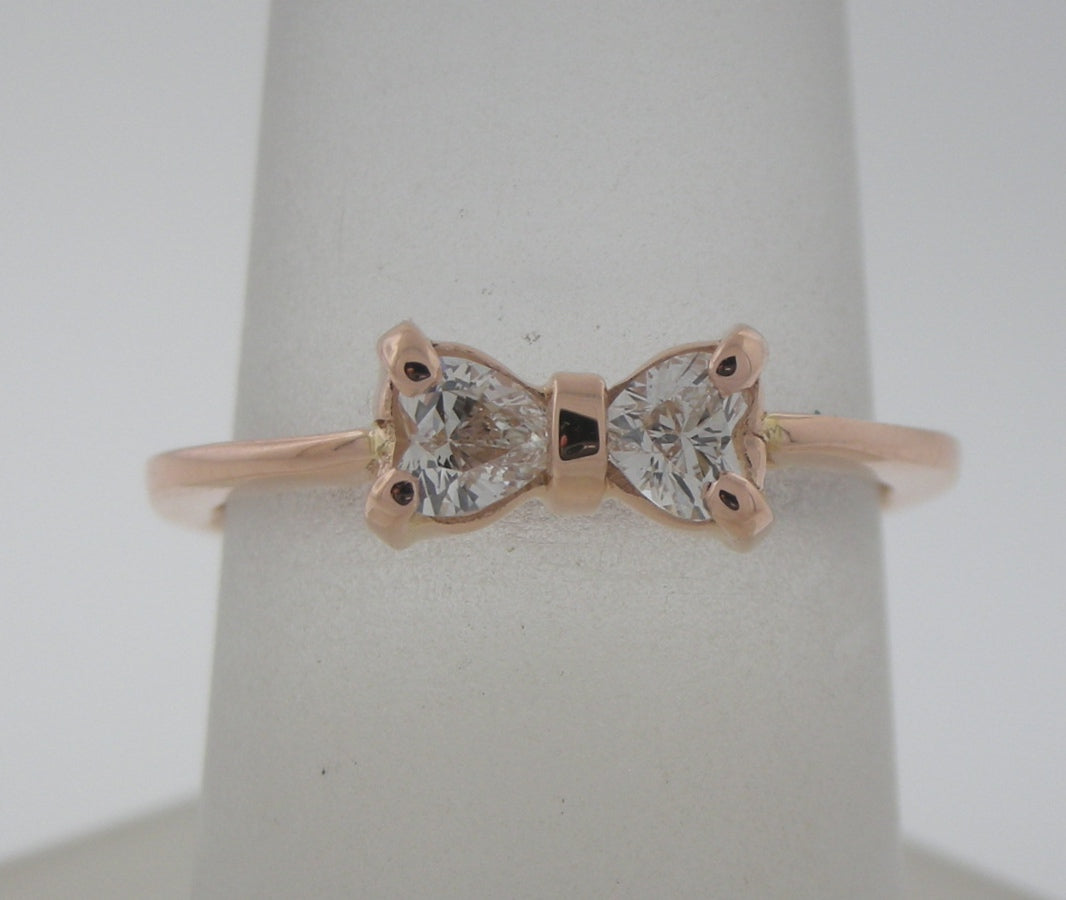Adorable Rose Gold Diamond "Bow" Ring – Seng Jewelers