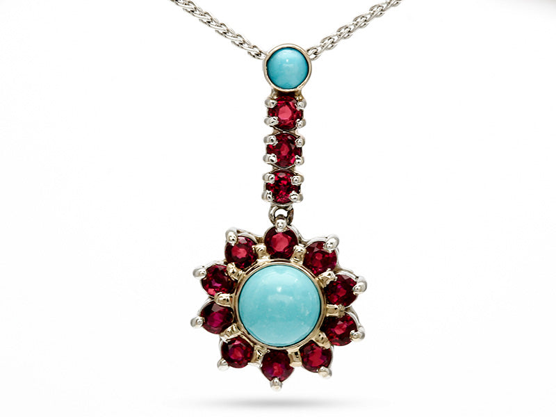 Handmade Turquoise and Ruby Pendant – Seng Jewelers