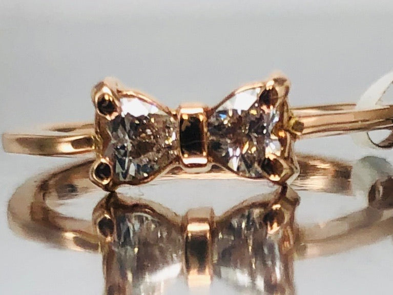 Adorable Rose Gold Diamond "Bow" Ring – Seng Jewelers