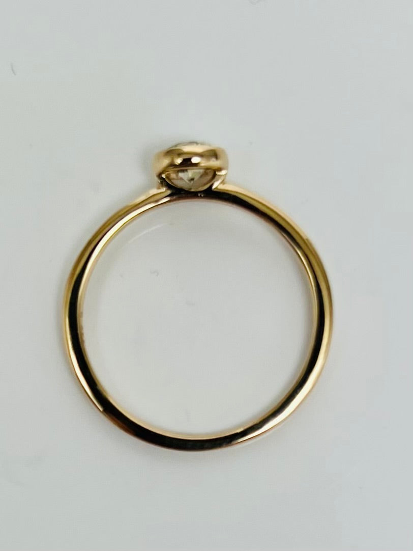 Lazare Kaplan Ideal Cut Diamond in Yellow Gold Bezel Set Stackable Rin ...