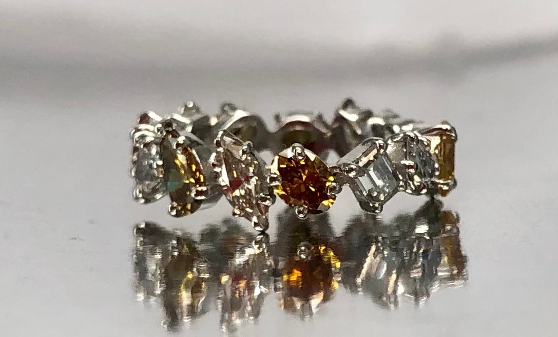 One of a Kind Multi Fancy Color and Shape Platinum Eternity Band – Seng ...